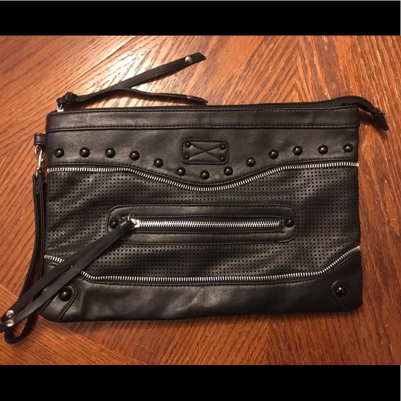 Bags | Black Silver Studded Clutch | Poshmark